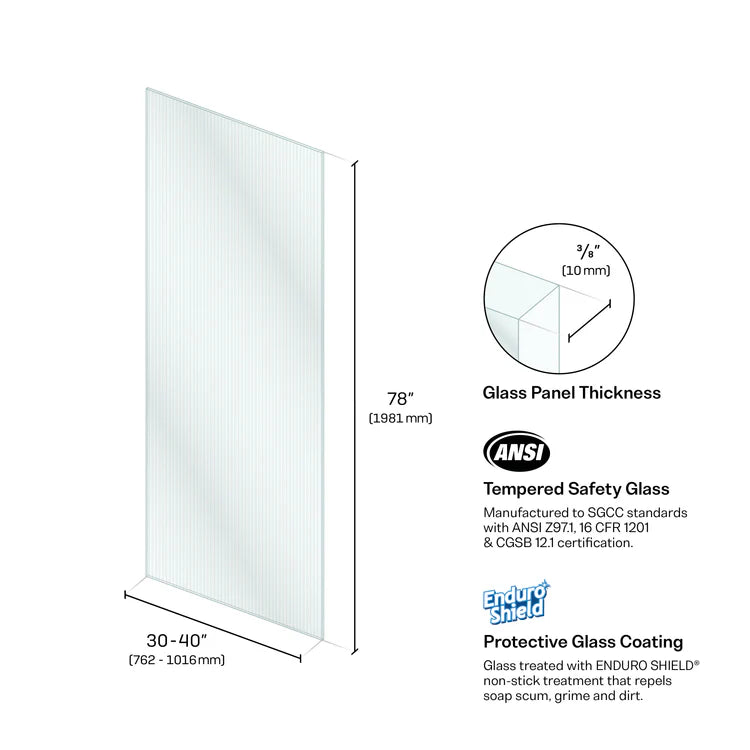 Fluted - Tempered Glass Fixed Panel – Home Hardware Solutions LLC